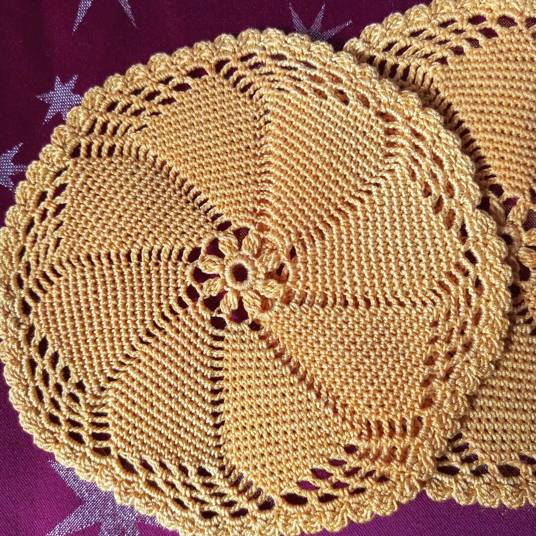 Crochet Doily Yellow Lace Crochet Doily Crochet Coasters Crochet Napkin ...