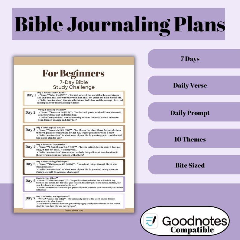 Beginner Bible Study: Daily Verse & Journal Prompts (digital Print) - Etsy