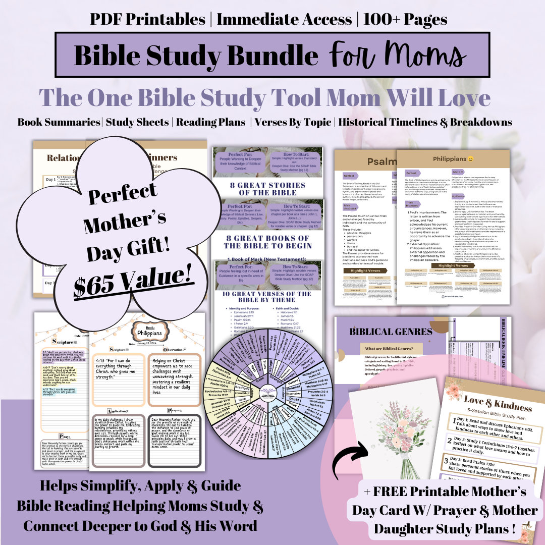 Bible Study Sheet Bundle Printable & Digital Bible Study Sheets for Mom ...