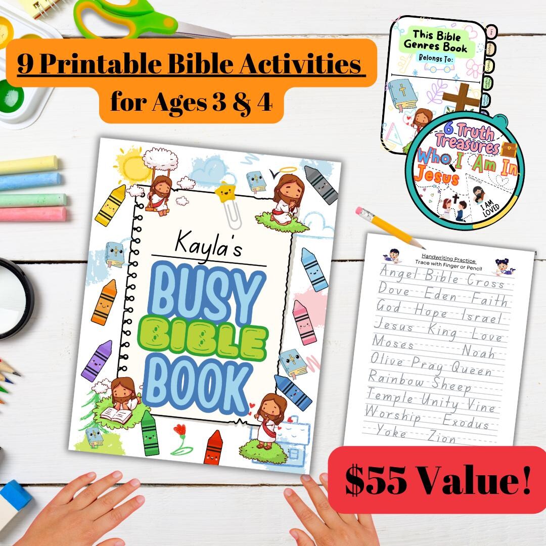 Busy Bible Workbook Printable Bible Activity Pages Ages 3 & 4 Edition ...