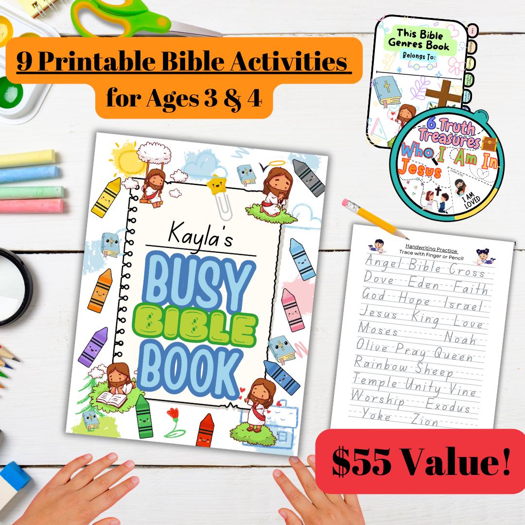 Busy Bible Workbook Printable Bible Activity Pages Ages 3 & 4 Edition ...