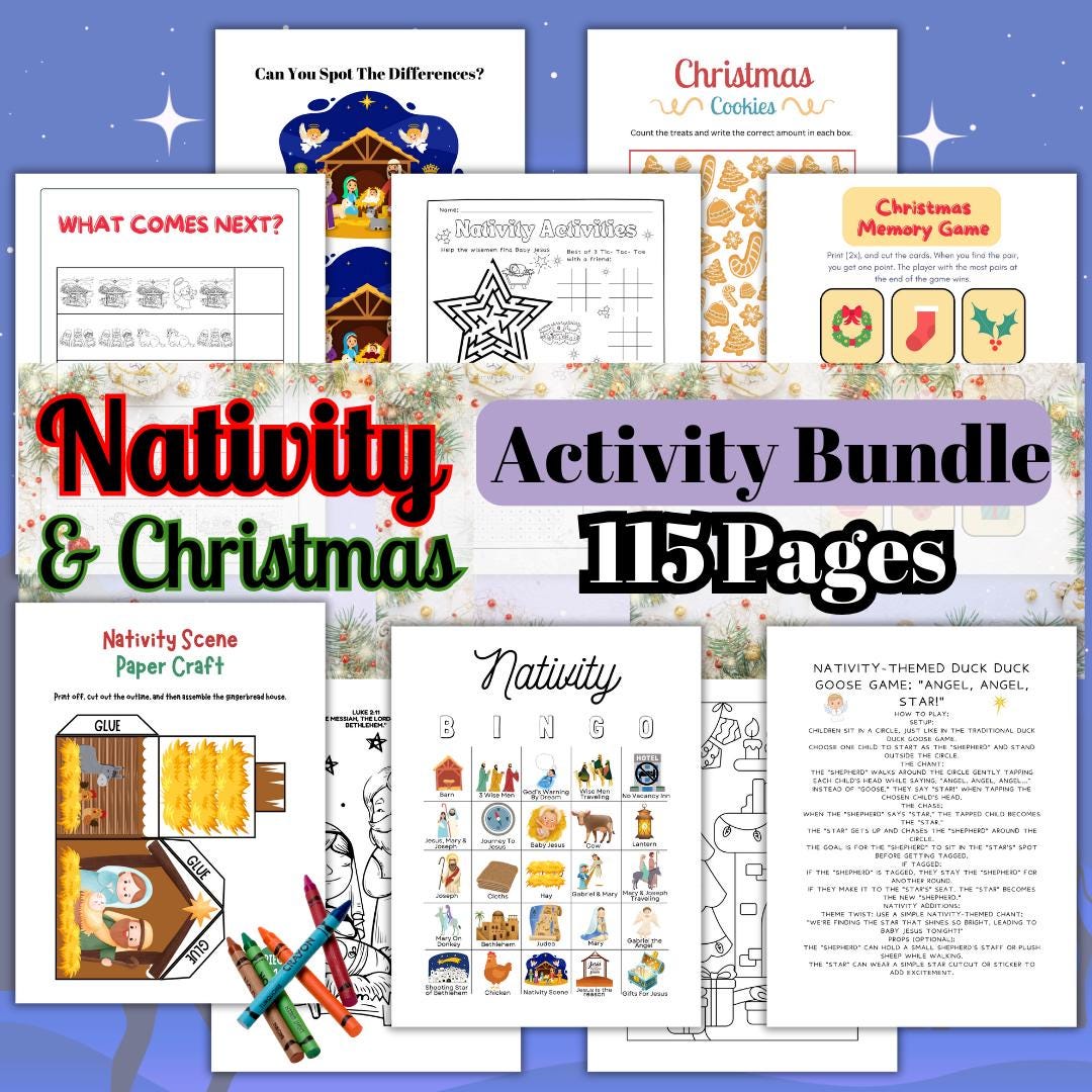 Christian Christmas Nativity Activity Bundle: Coloring Pages, Games ...