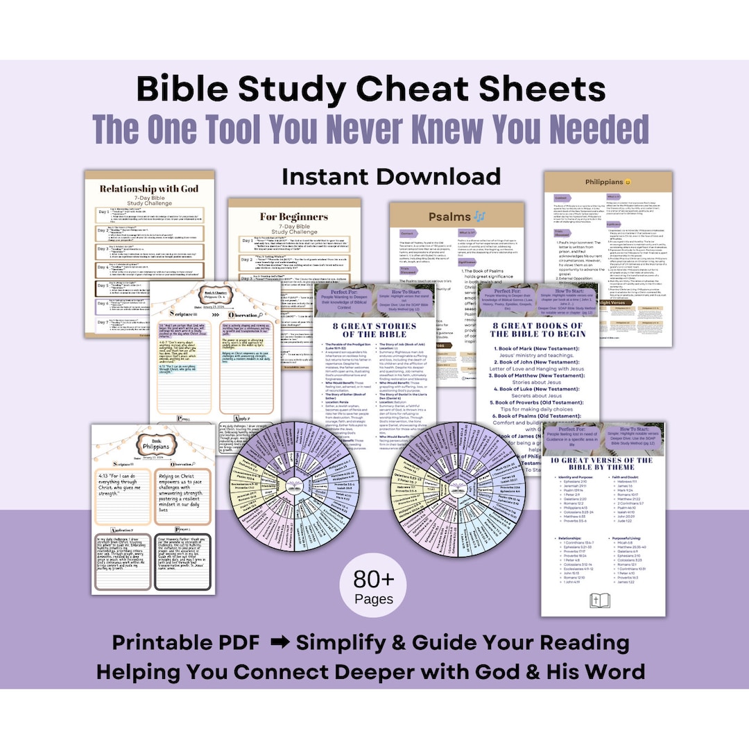 Bible Study Cheat Sheets: 1 Pg Book Summaries all 66, SOAP Study Sheets ...