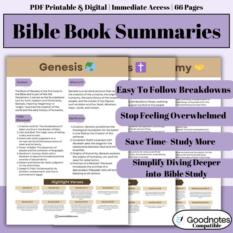 The Bible Made Simple: Bible Book Summaries Printable | Bible Study ...