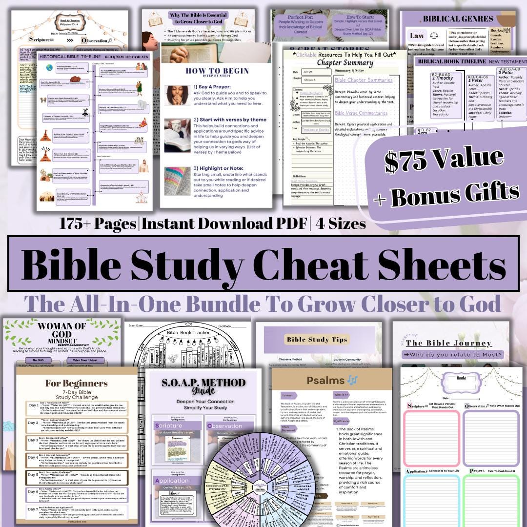 Bible Study Cheat Sheets: Digital Bible Prints | Bible Book Summaries ...