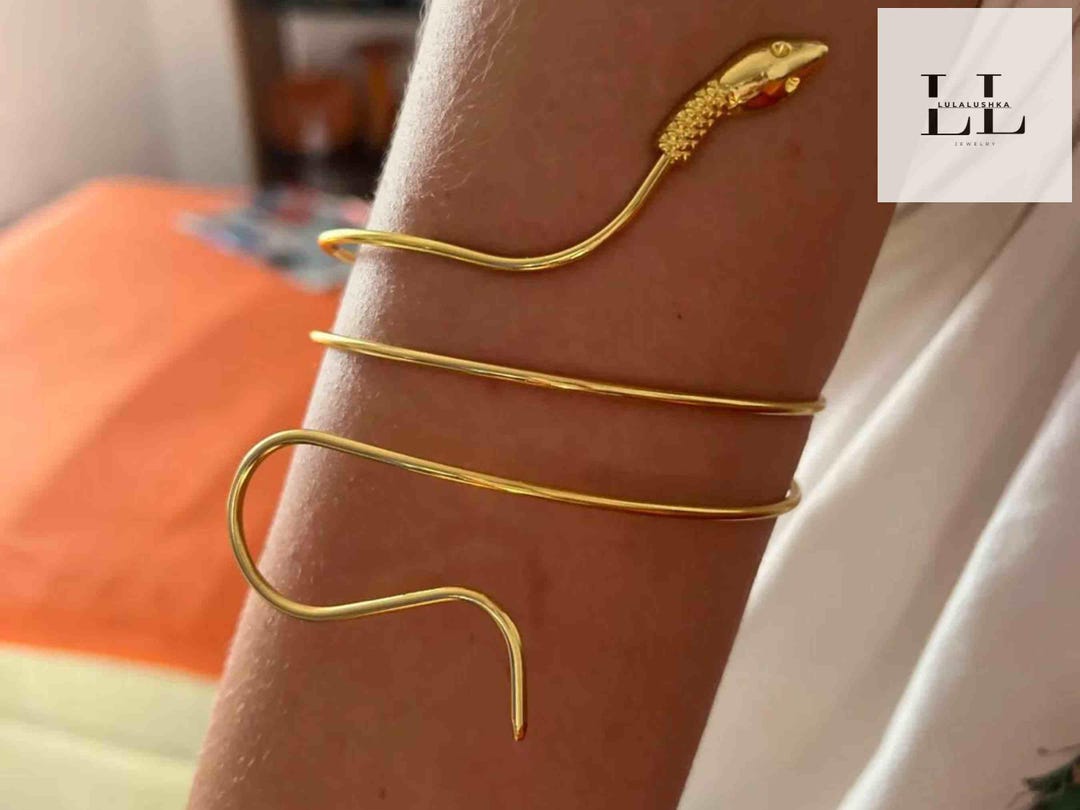 Snake Upper Arm Band Cuff Bracelet Armband Gold Spiral Armlet Brass ...