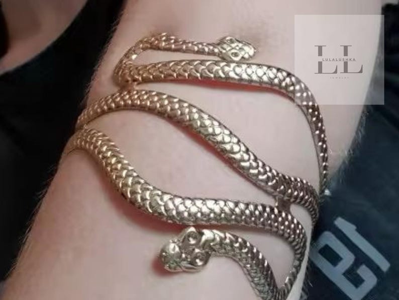 Snake Arm Cuff Bracelet: Handcrafted Boho Serpent Design - Etsy