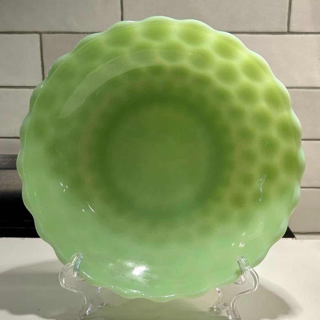 Vintage Anchor Hocking Fire King Bubble Jadeite Serving Bowl 8.5" Green ...