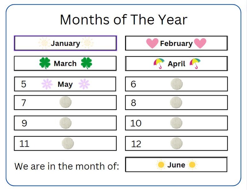 Days of the Week & Months of the Year Learning Chart Interactive PDF ...