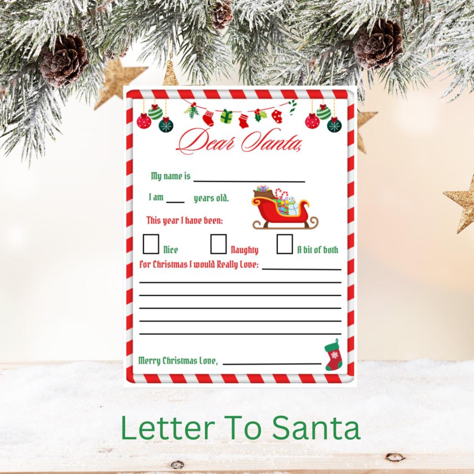 Letter to Santa Printable | Christmas Wish List for Kids | Dear Santa ...