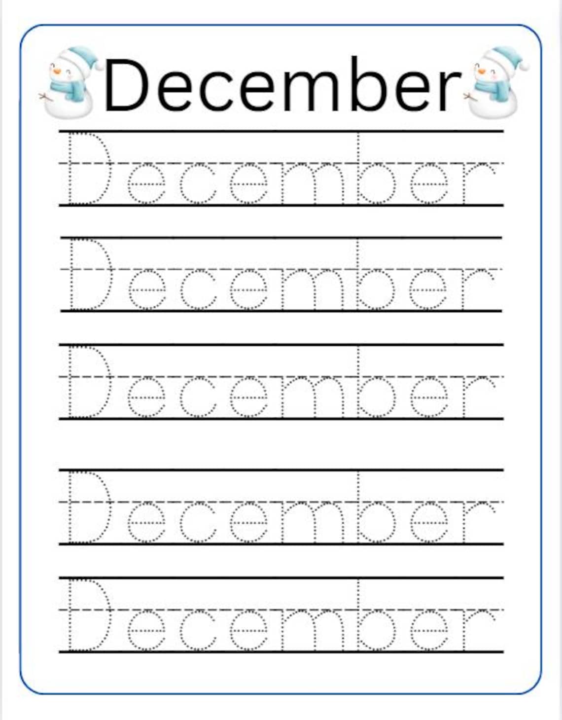 Months of the Year Tracing Worksheet Printable Handwriting Practice ...