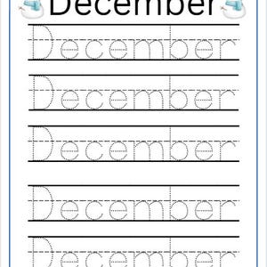 Months of the Year Tracing Worksheet Printable Handwriting Practice ...