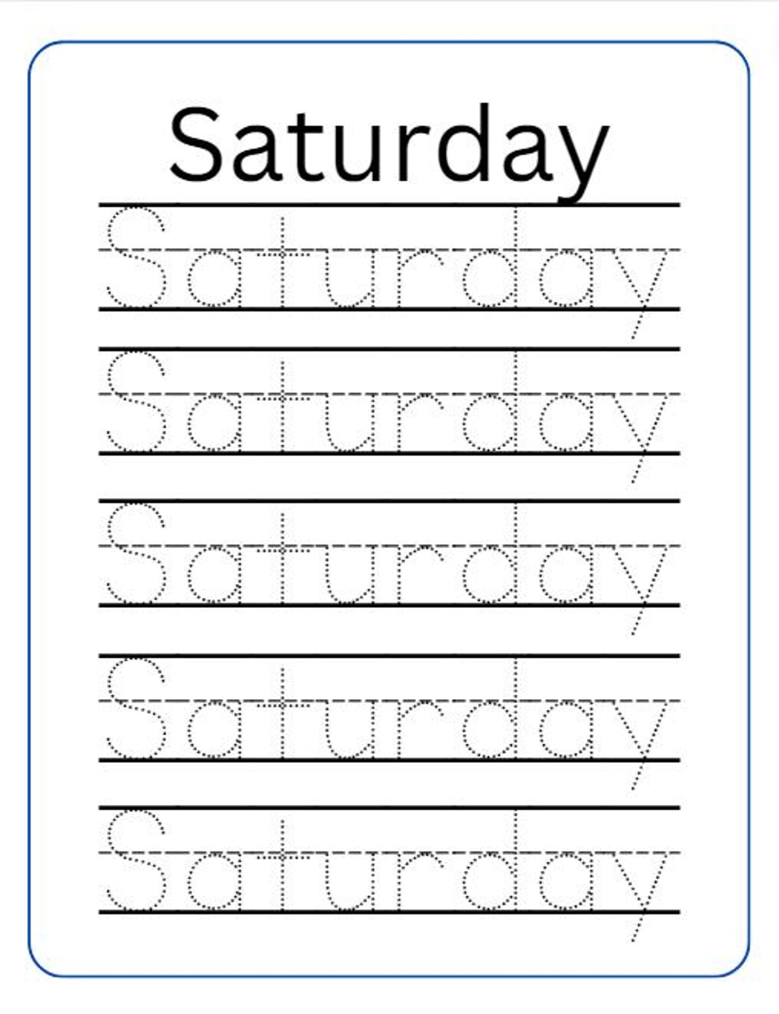 Days of the Week Printable Tracing Worksheet Handwriting Practice Kids ...