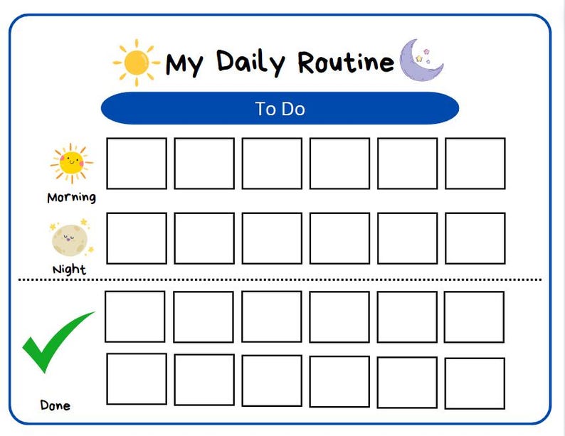 Kids Daily Responsibility Chart | Visual Schedule for Children | Daily ...