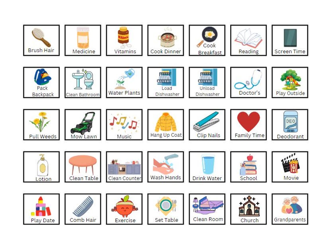 Kids Daily Responsibility Chart | Visual Schedule for Children | Daily ...