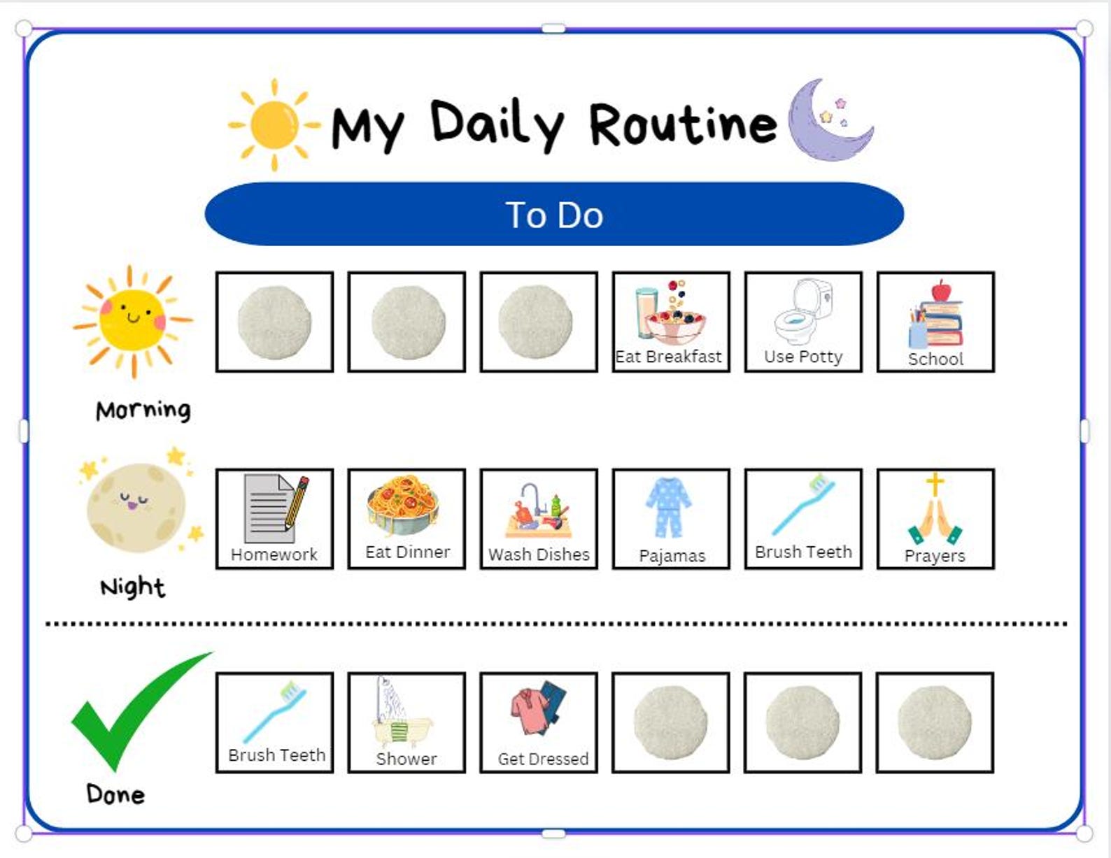 Kids Daily Responsibility Chart | Visual Schedule for Children | Daily ...