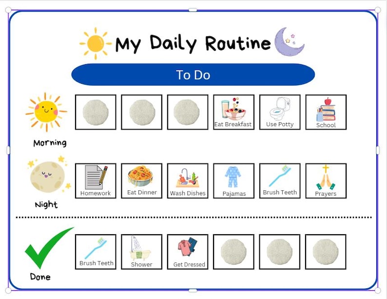 Kids Daily Responsibility Chart | Visual Schedule for Children | Daily ...