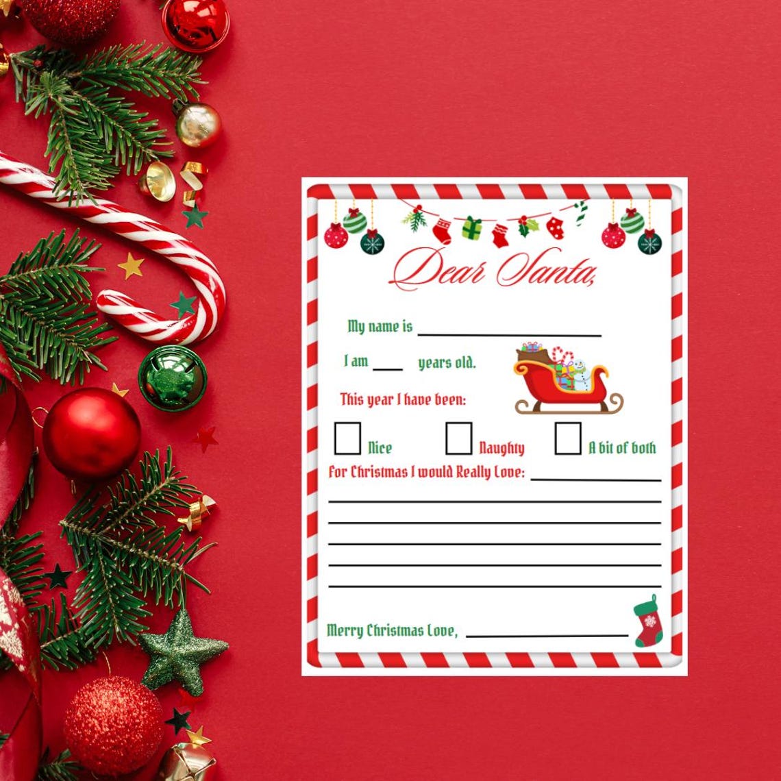 Letter to Santa Printable | Christmas Wish List for Kids | Dear Santa ...
