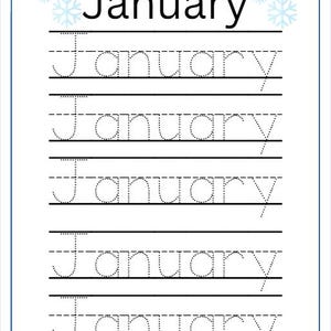 Months of the Year Tracing Worksheet Printable Handwriting Practice ...
