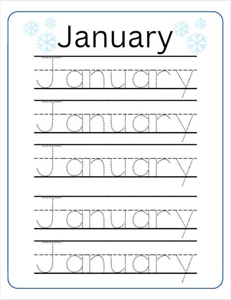 Months of the Year Tracing Worksheet Printable Handwriting Practice ...