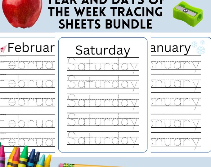 Months of the Year Handwriting Worksheets | Days of the Week ...