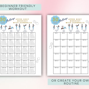 30 Day Challenge Upper Body Workout, Dumbbell Challenge, Fitness Guide ...