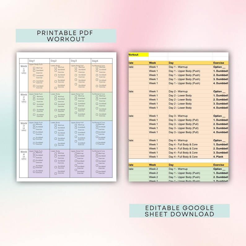 4 Week Beginner Dumbbell Workout, Fitness Guide, Home Workout, Full ...