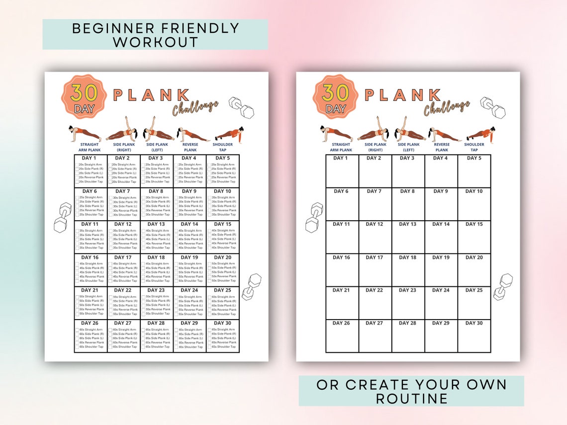 30 Day Plank Challenge, Plank Guide, Home Workout, Workout Plan ...