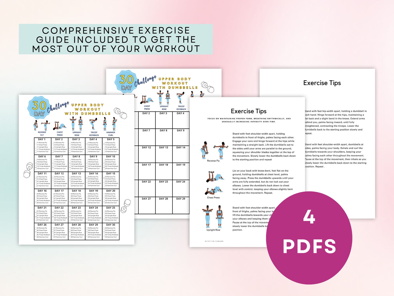 30 Day Challenge Upper Body Workout, Dumbbell Challenge, Fitness Guide ...