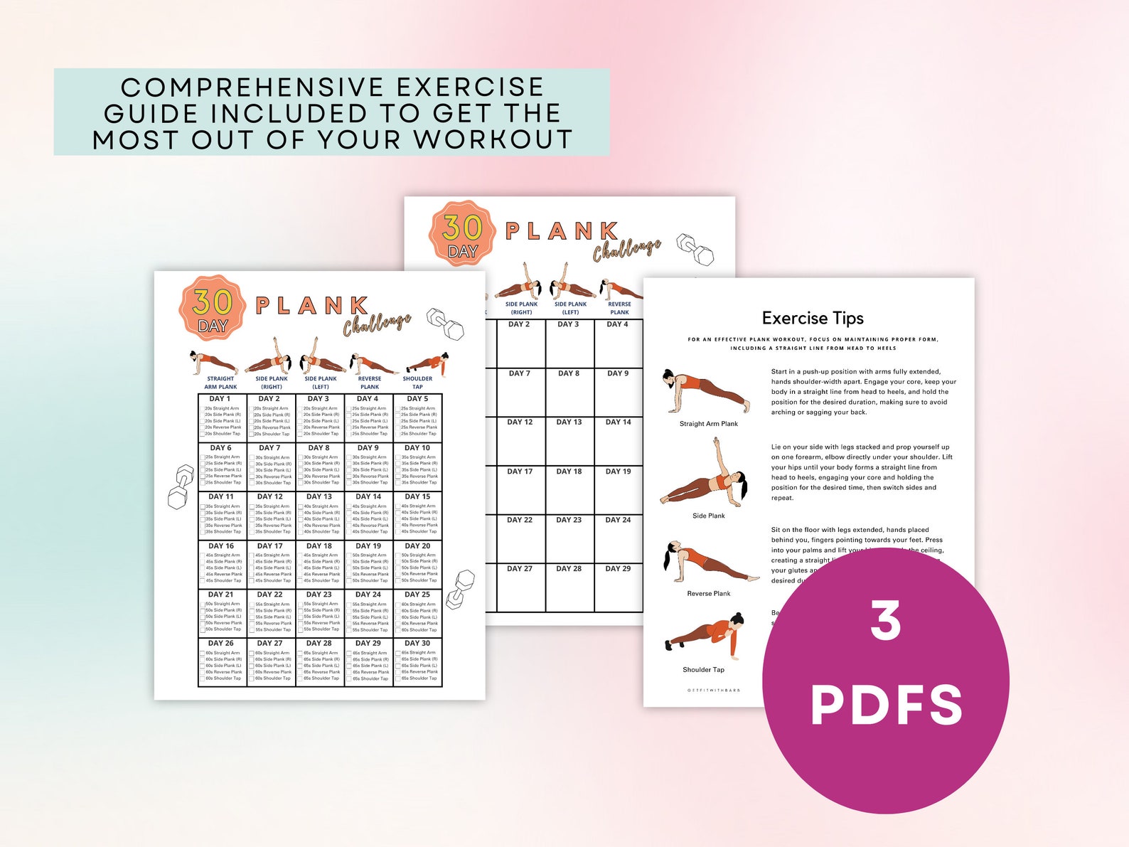 30 Day Plank Challenge, Plank Guide, Home Workout, Workout Plan ...