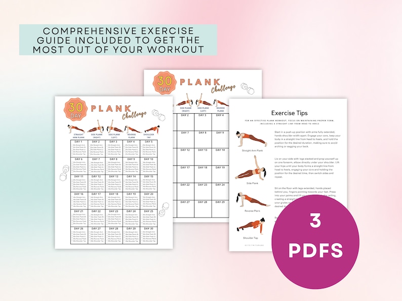 30 Day Plank Challenge, Plank Guide, Home Workout, Workout Plan ...