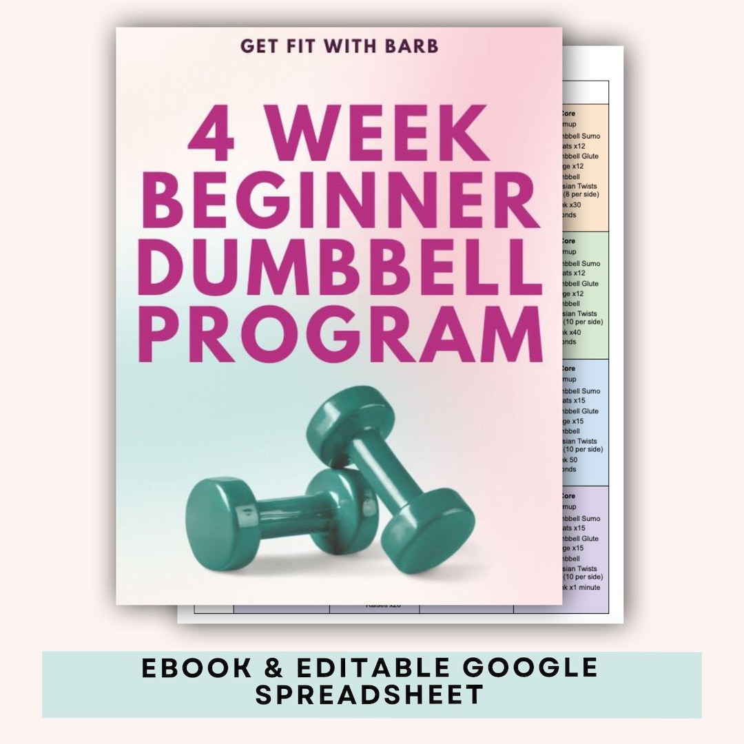 4 Week Beginner Dumbbell Workout, Fitness Guide, Home Workout, Full ...