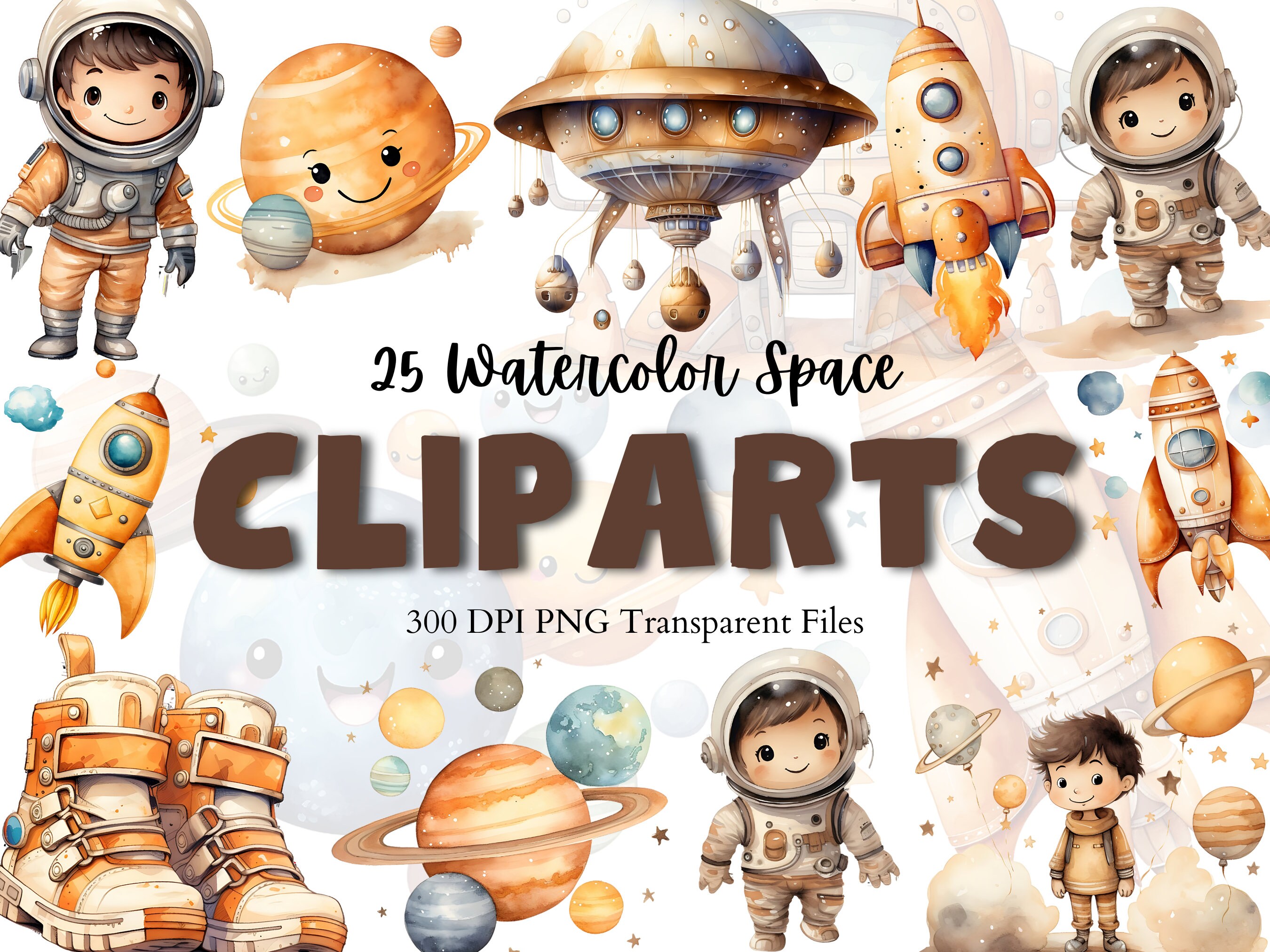 Watercolor Space Clipart, Watercolor Space Fairy Clipart, Astronaut ...