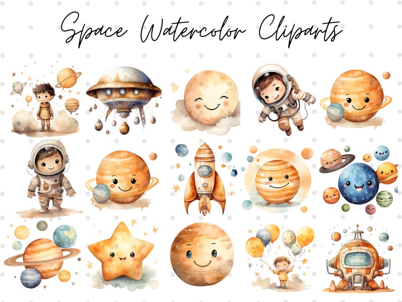 Watercolor Space Clipart, Watercolor Space Fairy Clipart, Astronaut ...
