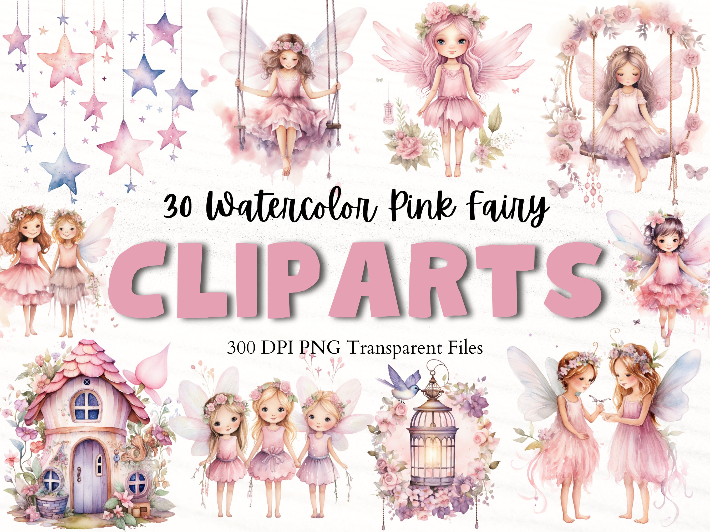 Watercolour Pink Fairy Clipart, Pink Fairy Clipart, Pink Fairy ...