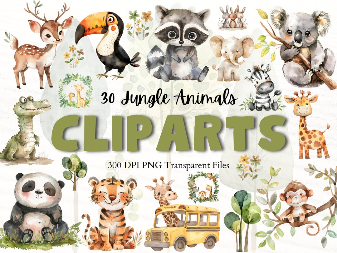 Jungle Clip Art, Trip to the Jungle Clip Art, Jungle Animal Cliparts ...