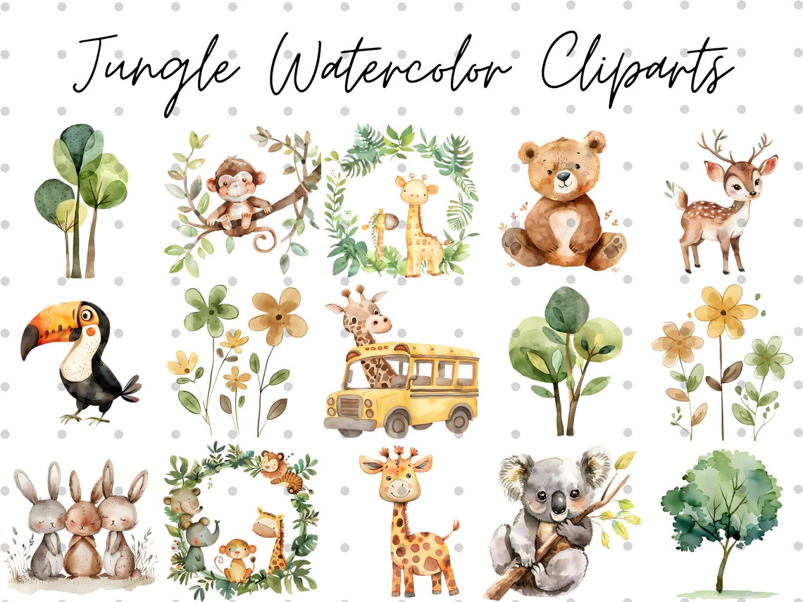 Jungle Clip Art, Trip to the Jungle Clip Art, Jungle Animal Cliparts ...