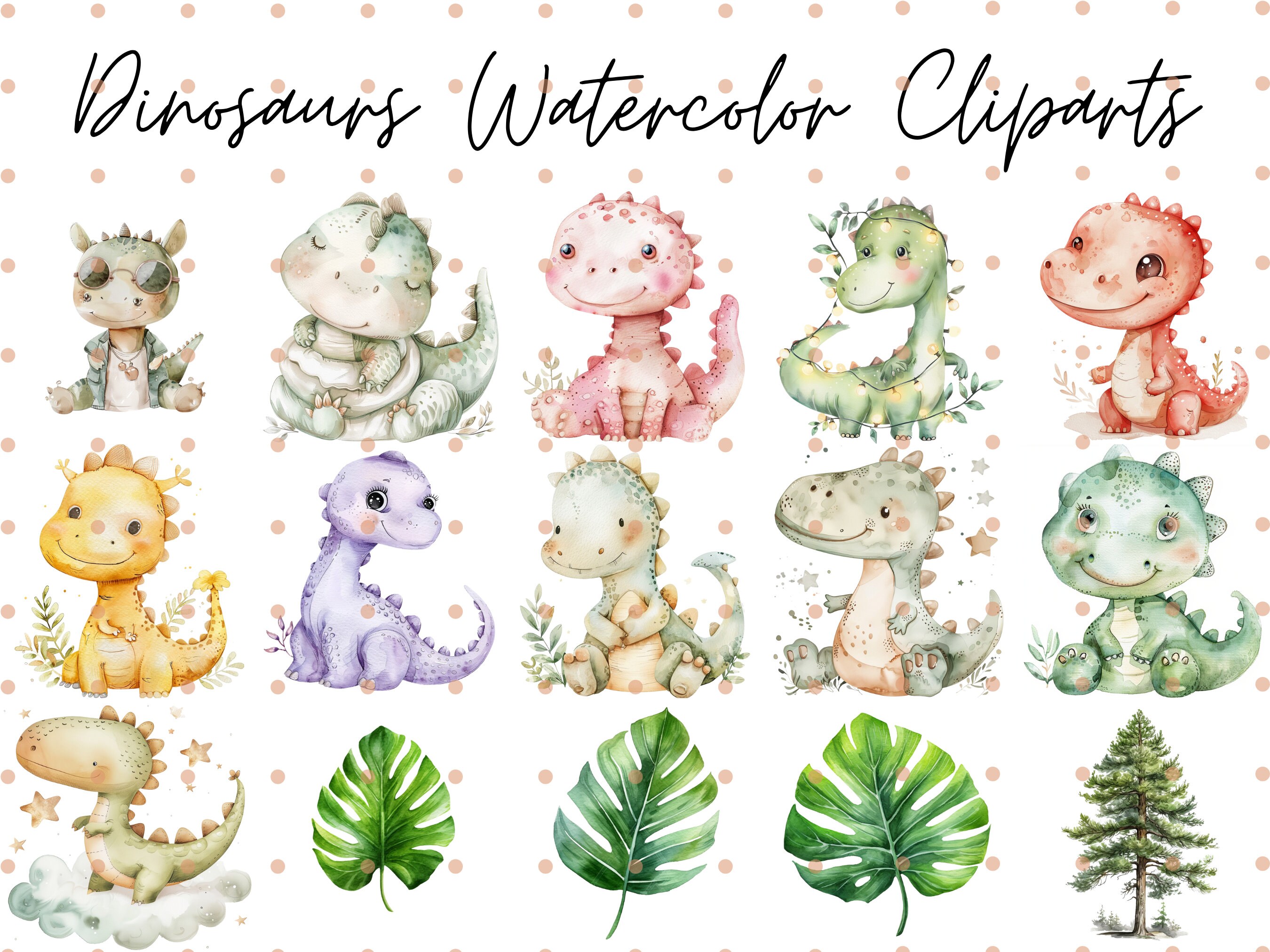 Watercolor Dinosaur Clipart, Dinosaur Clipart, Cute Dino Clip Art ...