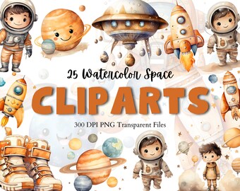 Watercolor Space Clipart, Watercolor Space Fairy Clipart, Astronaut ...