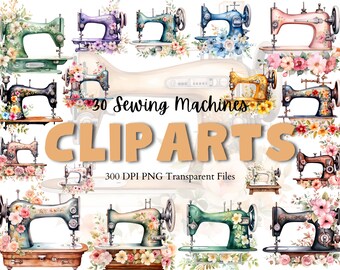 Watercolor Floral Sewing Machine PNG Floral Sewing Machine Clipart ...