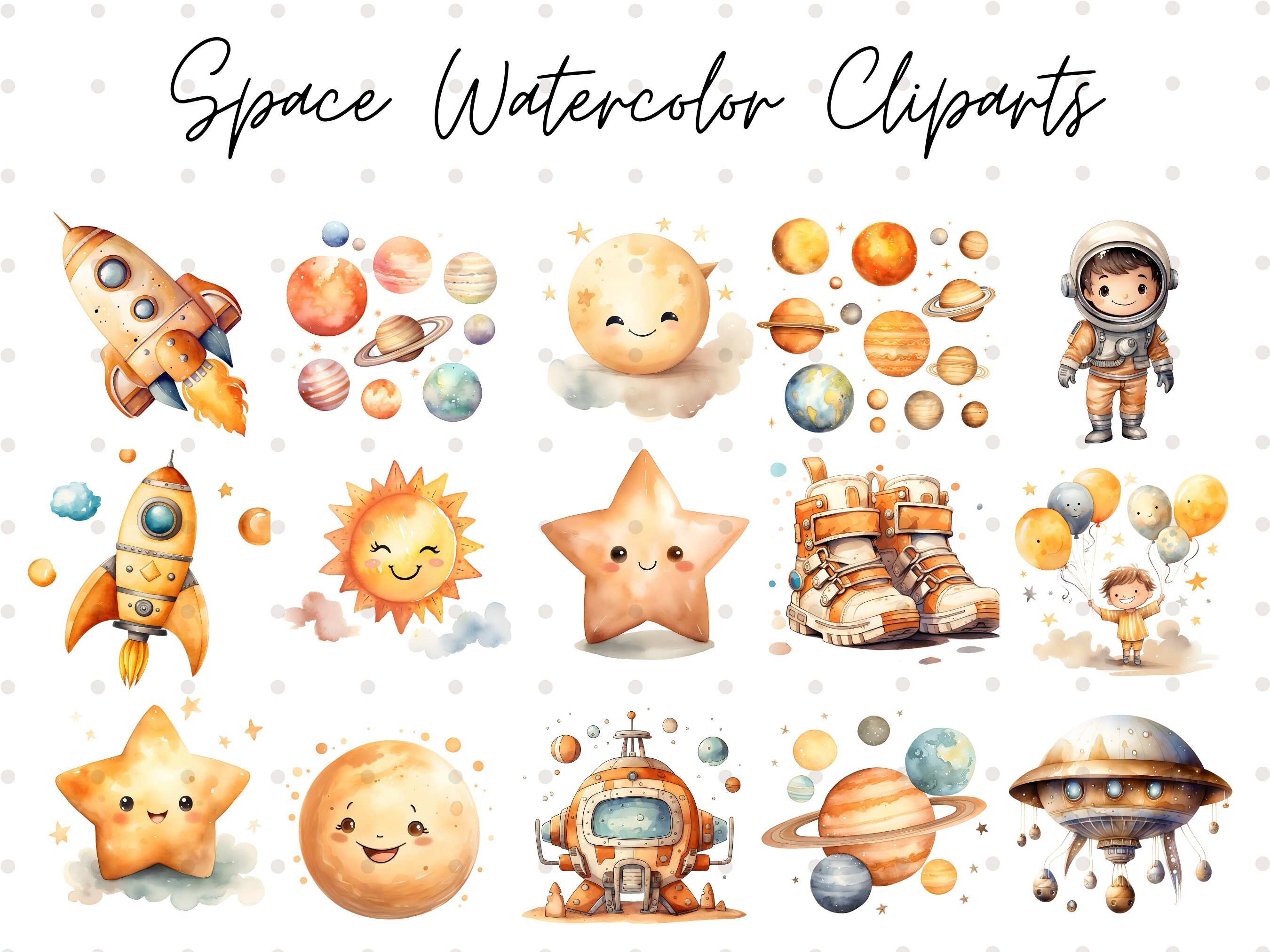 Watercolor Space Clipart, Watercolor Space Fairy Clipart, Astronaut ...