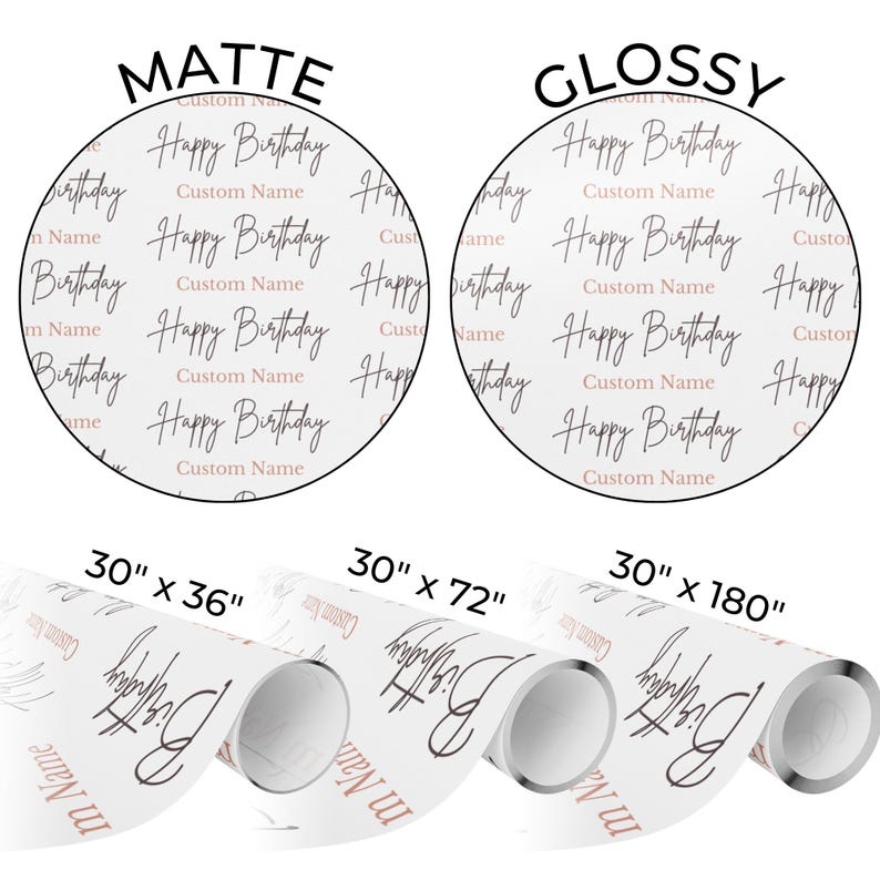 Custom Name Birthday Wrapping Paper, Personalized Gift Wrap, Birthday ...