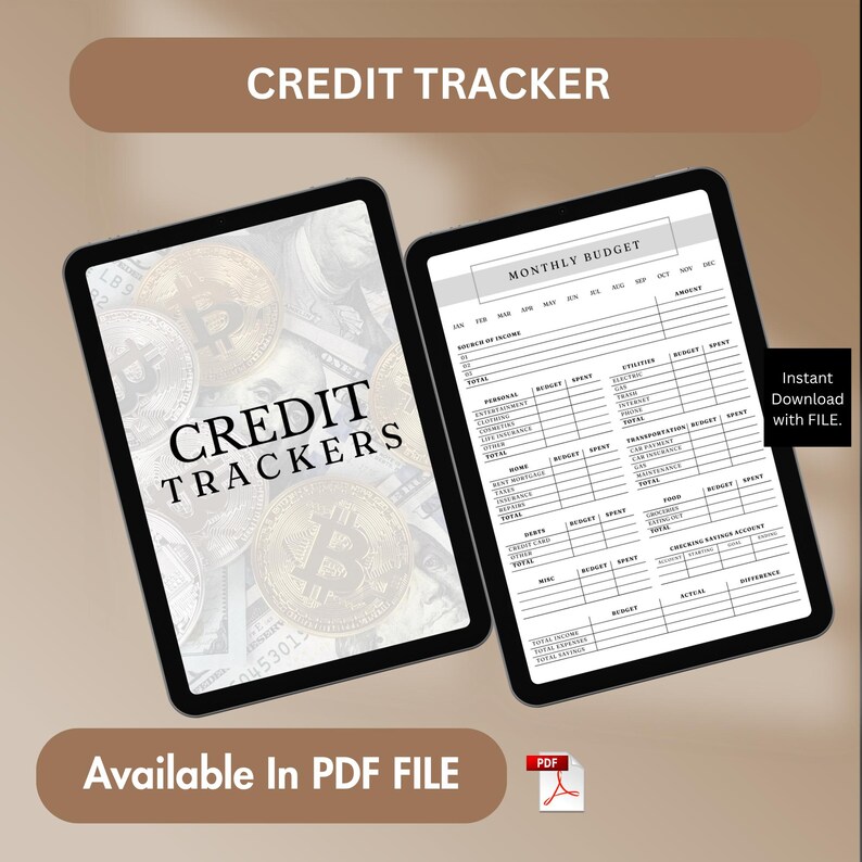 Credit Score Tracker Printable | Financial Goal Planner (instant ...