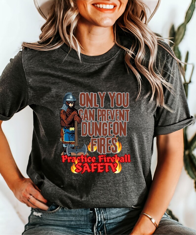 Dnd Fireball Safety Tee, Funny Dungeon Master Shirt, Tabletop RPG Gamer ...