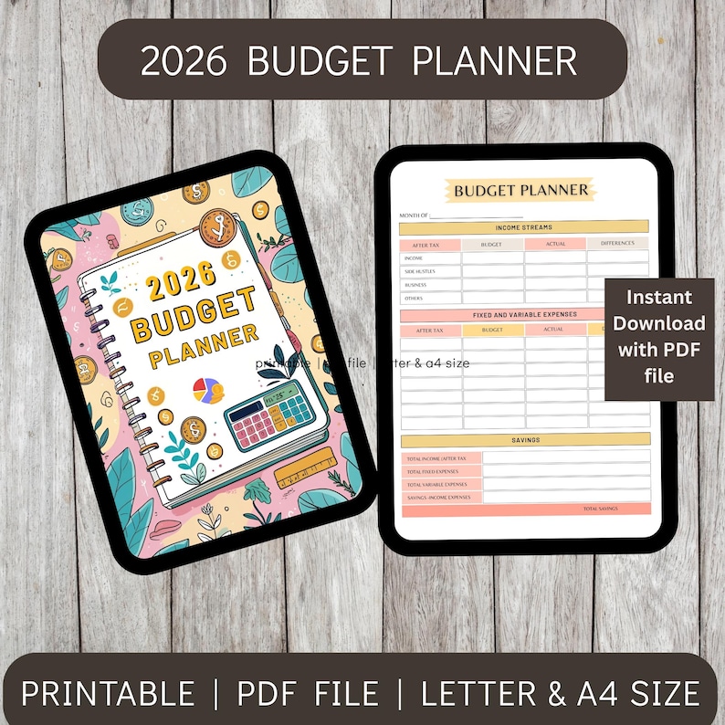 2026 Budget Planner Printable | Financial Goal Tracker (instant Digital ...