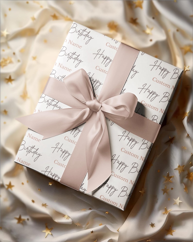 Custom Name Birthday Wrapping Paper, Personalized Gift Wrap, Birthday ...