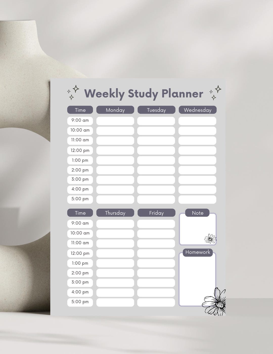 Weekly Study Planner Printable Template, Digital Student Planner ...