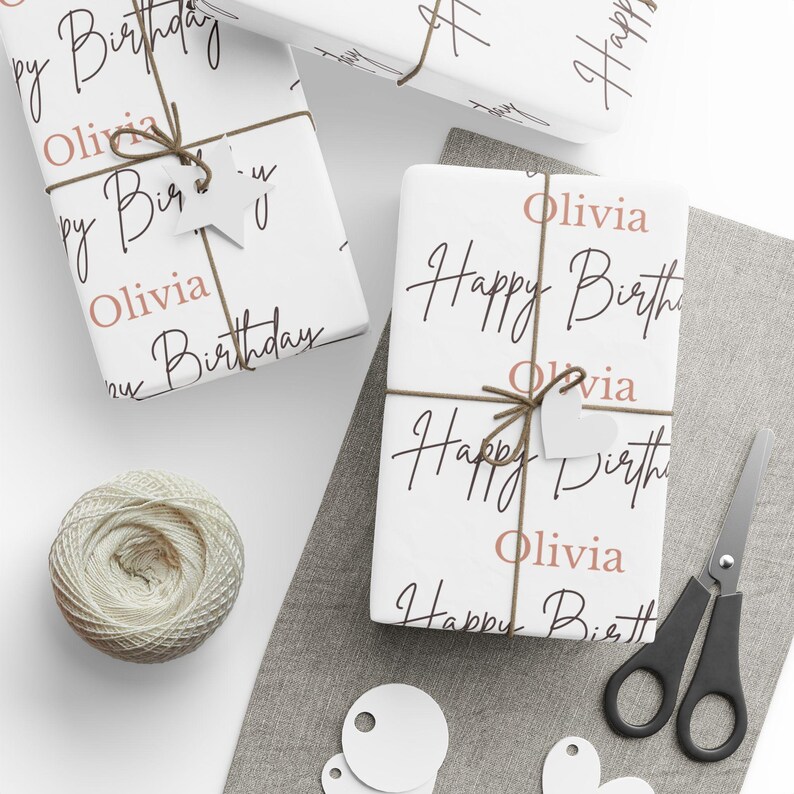 Custom Name Birthday Wrapping Paper, Personalized Gift Wrap, Birthday ...
