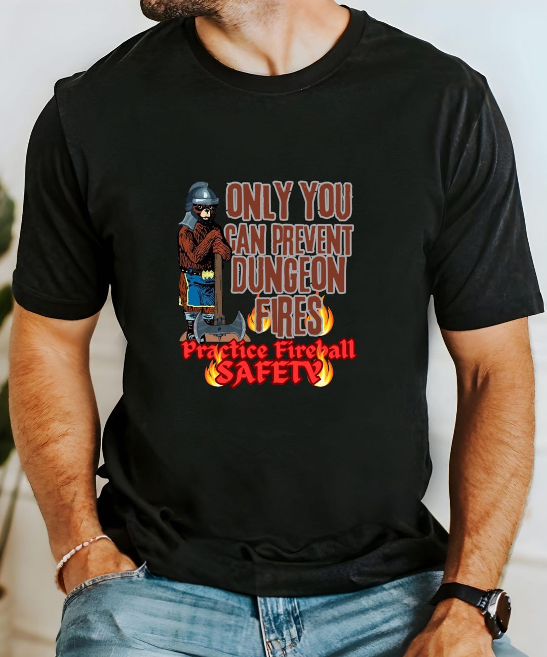 Dnd Fireball Safety Tee, Funny Dungeon Master Shirt, Tabletop RPG Gamer ...