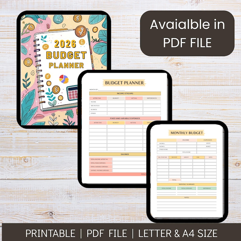 2026 Budget Planner Printable | Financial Goal Tracker (instant Digital ...